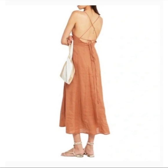 OPT | Dresses | Opt Brinley Linen Blend Square Neck Strappy Open Back ...